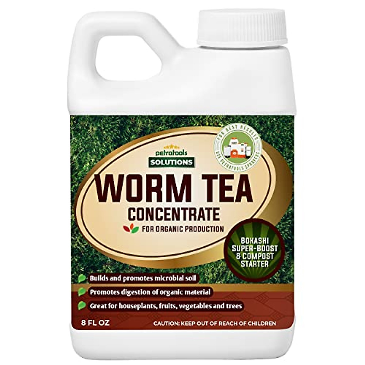 Worm Tea for Gardening Soil - Worm Tea Fertilizer Liquid - Worm Castings, Earthworm Casting Manure Fertilizer - Earthworm Tea Worm Castings - PetraTools Worm Casting Concentrate (8 Oz)