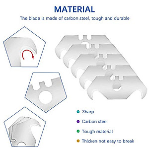 50 Pieces Utility Hook Blade Steel Razor Blade Hook Roofing Knife with Storage Box for Cutting Carpets, Wallpaper Materials
