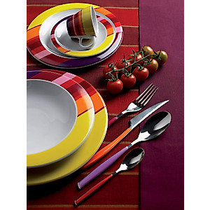 BUGATTI, Glamour, 24-piece Cutlery Set in 18/10 Stainless Steel and GREEN APPLE handle. 6-person Cutlery Set consisting of 6 spoons, 6 forks, 6 knives and 6 coffee spoons