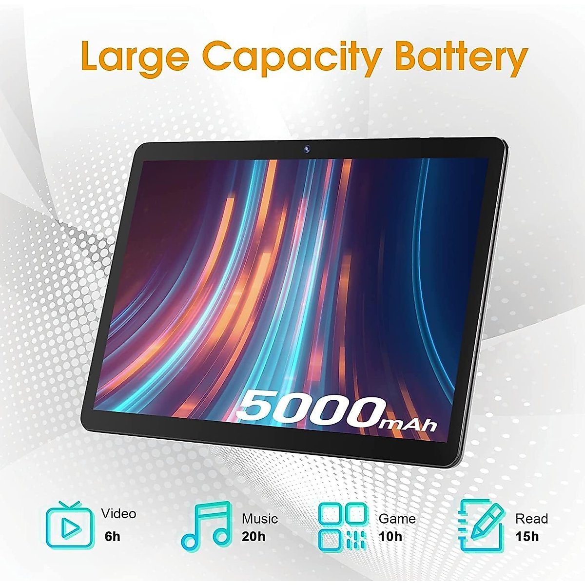 SGIN 10 Inches Tablet Computer, 2GB RAM 64GB ROM, Android 12 IPS Display, Quad-Core Processor 1.6GHz, 5000mWh Battery, TF Card 32GB Expansion, GPS, Bluetooth, Black, WiFi