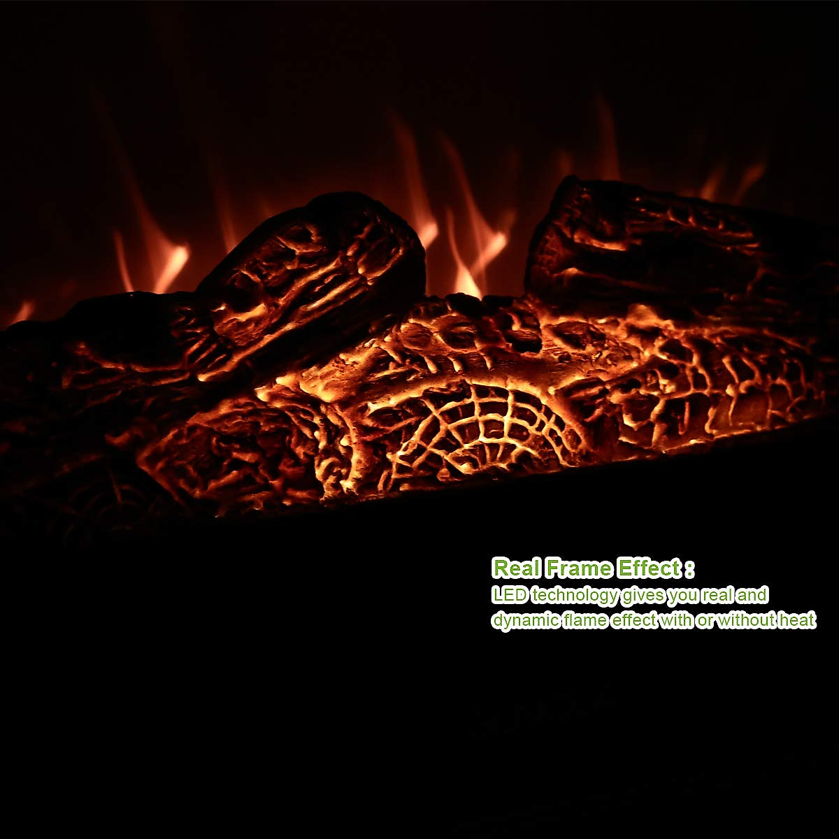 Geniqua 26" Wall Mounted Electric Fireplace Heater Adjustable 700w/1400w Log LED Flame Indoor Home Living Room Office Furniture