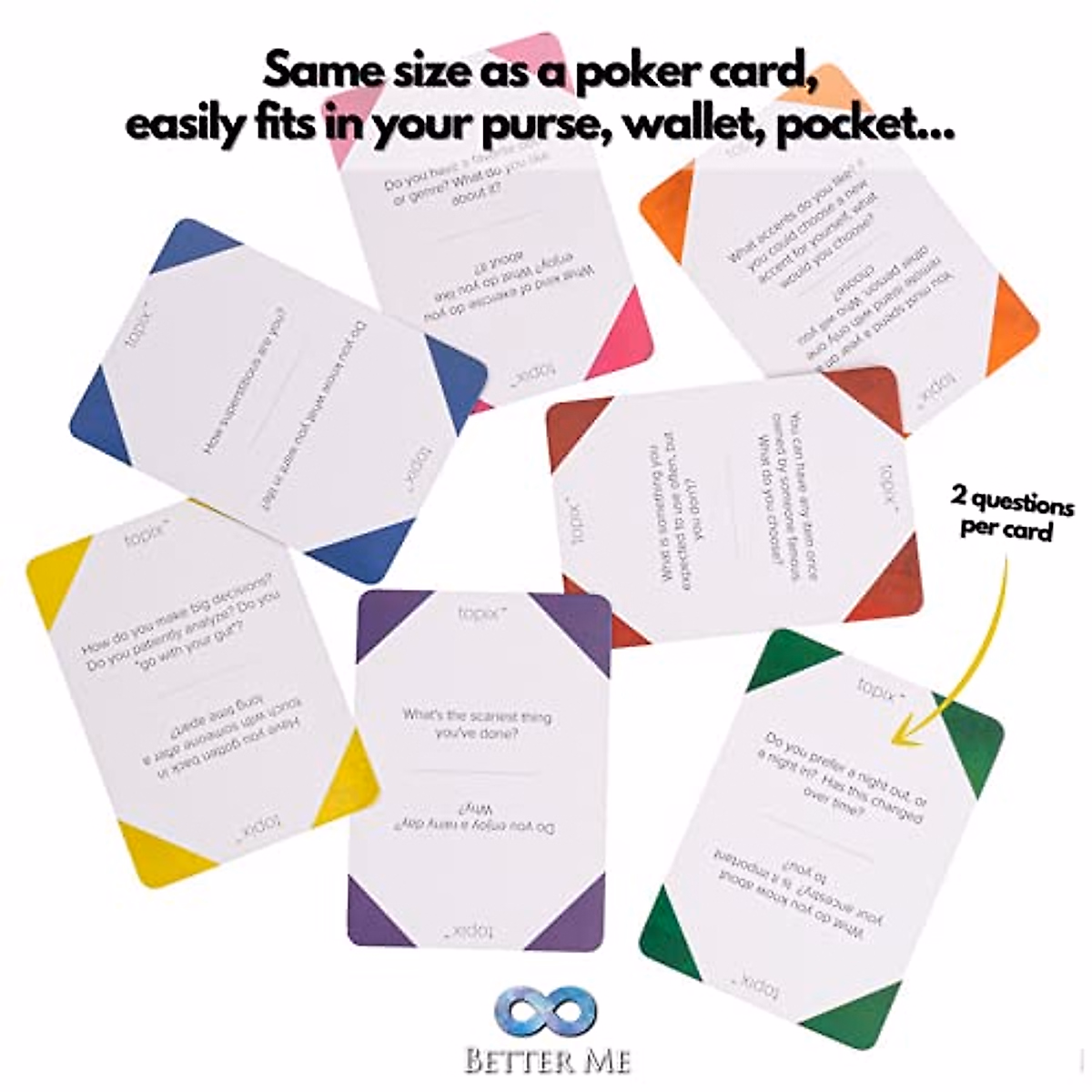 TOPIX - 424 Conversation Starters, Family Dinner Conversation Cards & Date Night Ice Breaker Topics. Uncommon Questions Stimulate Reflection for Married Couple or Old Friends, Recall Our Best Moments