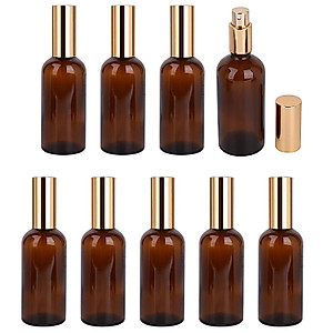 Foraineam 9 Pack 100ml / 3.4 oz. Amber Glass Spray Bottle with Atomizer, Fine Mist Spray, Refillable Container for Perfume, Cleaning Products, Essential Oils