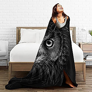 Black Owl Fleece Throw Blanket Soft Lightweight Warm Cozy Plush Blanket for Couch Bed Sofa 80"X60"