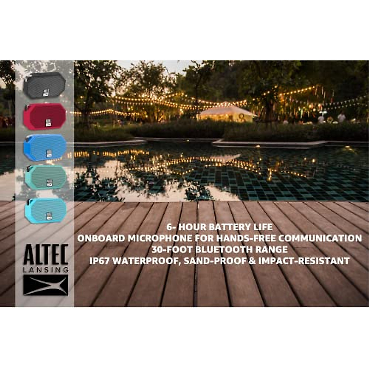 Altec Lansing Mini H2O - Waterproof Bluetooth Speaker, IP67 Certified & Floats in Water, Compact & Portable Speaker for Hiking, Camping, Pool, and Beach