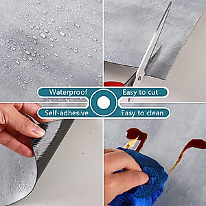 VEELIKE 24 Pack Peel and Stick Floor Tiles - Grey Vinyl, 12''x12'' Concrete Kitchen Floor Tile Stickers - Waterproof, Removable Self Adhesive - For Bedroom, Bathroom