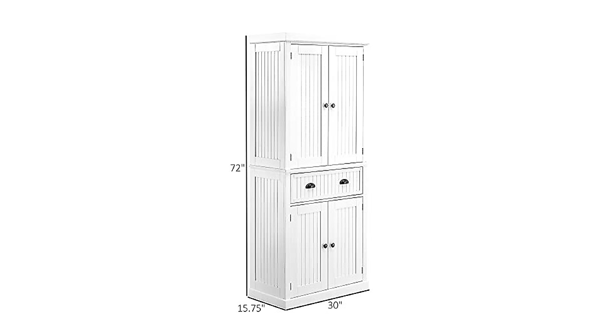 HOMCOM 72" White Kitchen Pantry Cabinet - Stylish & Durable Storage
