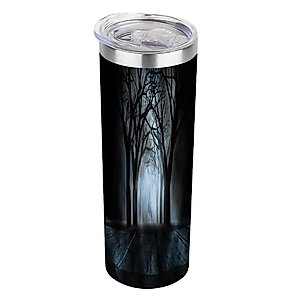 silichee 20 Oz Insulated Tumblers Stainless Steel Cup with Lid Halloween Background Spooky Fog with Ghost Shadow and Many Dead Tumblers Vacuum Coffee Mugs for Cold Hot Drinks for Office