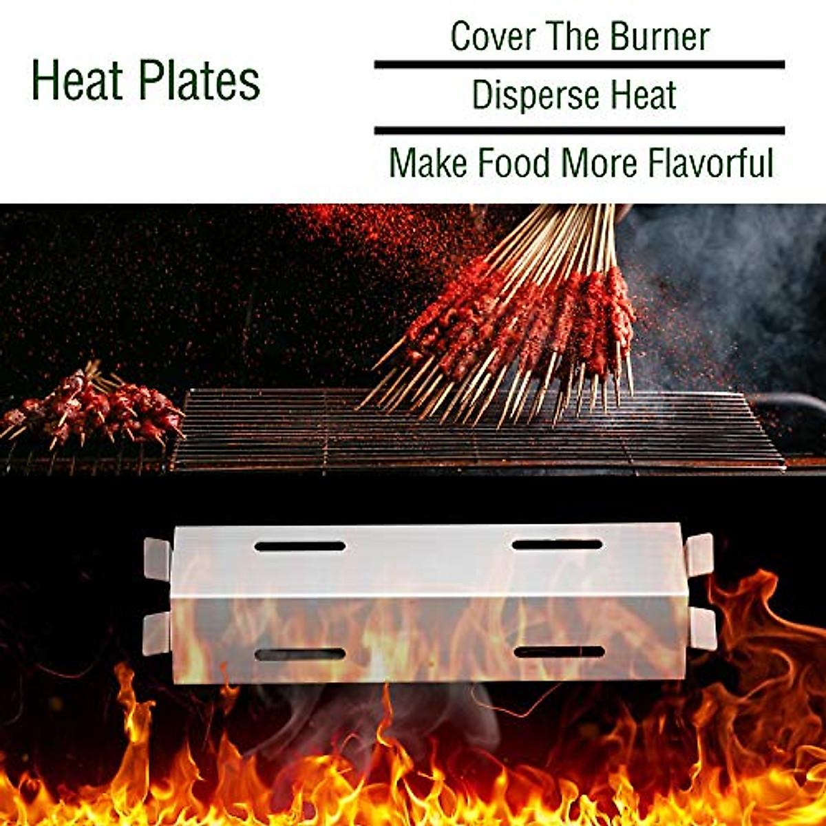 Damile Stainless Steel Grill Heat Plates Heat Shield Burner Cover Flame Tamer, BBQ Gas Grill Replacement Parts for Members Mark GR2039201-MM-00, Bakers and Chefs ST1017-012939, Outdoor Gourmet CG3023E