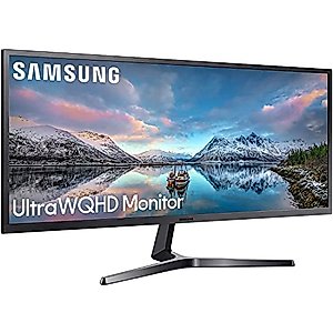 SAMSUNG 2021 34" Class Ultrawide Monitor Flat 3 for Business and Student, 21:9 Wide Screen, 3440 x 1,440 Ultra WQHD, 4ms Response Time, 75Hz Refresh Rate, PBP and PIP w/Ghost Manta Accessories