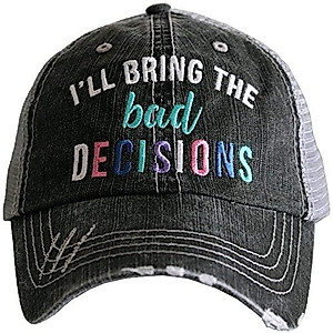 KATYDID I’ll Bring The Bad Decisions Baseball Cap - Trucker Hat for Women - Stylish Cute Ball Cap (Grey)