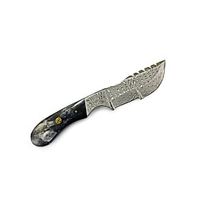 Titan International Knives Damascus Hunting and Camping Knife | Fixed Blade Survival Knive Handmade 1095 4340 Carbon Mix Hand Pounded | Bolster and Dyed Bone Handle with Leather Sheath Perfect for Outdoors