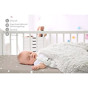 Bear’s Little Fish 100% Organic Cotton Baby Bassinet Sheets - Soft Fitted Crib Sheets for Hourglass Rectangular Oval Bassinet Mattress Pad Basket For Bedside - 3-Pack