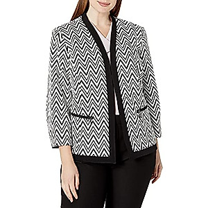 Kasper Women's Zig ZAG Knit Fly Away Jacket, Black Multi, 16