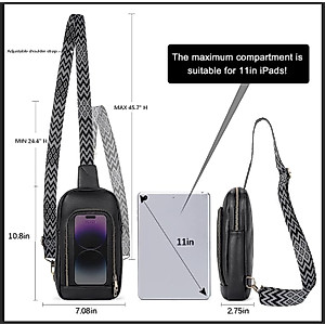 CLUCI Crossbody Bags for Women Trendy Cross Body Bag for Woman Sling Bag for Women Large Crossbody Sling Backpack Crossbody Bag for Travel Hiking Black