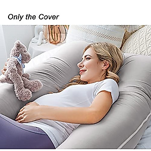 Meiz Cooling Pregnancy Pillow Cover, Maternity Pillow Cover, U Shaped Pregnancy Pillow Cooling Jersey Cover, Grey