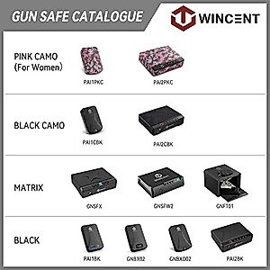 WINCENT Portable Gun Safe Quick Access Gun Safes for Pistols - Biometric Pistol Secure Safe Lock Box with Auto Open Lid & Fingerprints & Key for Car Travel Home - Black Camo