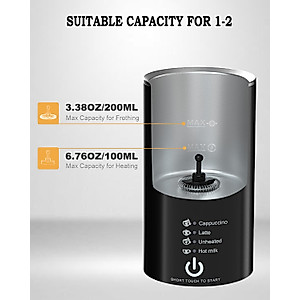 ZACME Milk Frother, 4 in 1 Electric Milk Steamer, Automatic Hot and Cold Foam Maker and Milk Warmer for Coffee, Latte, Cappuccino, Macchiato, Hot Chocolate Black