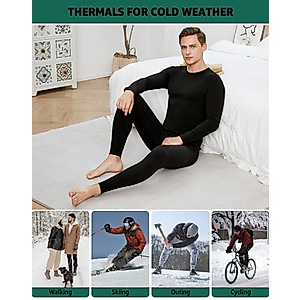 INNERSY Men's Thermal Underwear Set Lightweight Base Layer Long Johns for Winter Exercise(Black,X-Large)