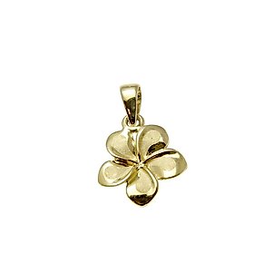 Arthur's Jewelry 14k solid yellow gold Hawaiian plumeria fancy flower 9mm charm pendant