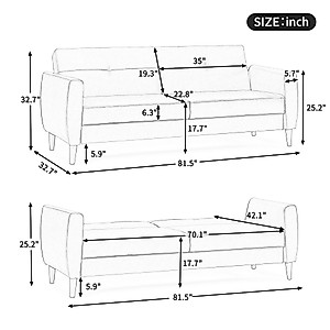 Merax Modern Futon Couch with Storge Box, PU Leather Convertible Sleeper Sofa Bed 81.5" W Easy Assemble Grey Love Seats, Loveseat, Gray