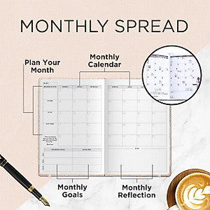 Wordsworth Undated Planner Weekly and Monthly - Dotted Blank Planner - Hardcover, Dateless Weekly Planner, 5.83 × 8.27In - Premium A5 Paper (120GSM) - Monthly, Weekly, Yearly Spread - Bullet Planner