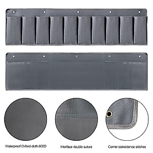 RVZONE RV Shoe Pockets 10 Pockets Heavy Hanging Bedside Storage Organizer with Sturdy Hooks Storage Pockets Hangs on bed for Shoes Toys and Tool Accessories