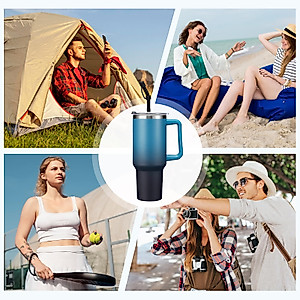 40 oz Insulated Tumbler with Handle and Straw Spout Lid - 100% Leak-proof Travel Coffee Cup, BPA Free Spill Proof Metal Mug, Vacuum Water Bottle- (Cold-34H & Hot-10H), Straw Cover, Silicone Boot