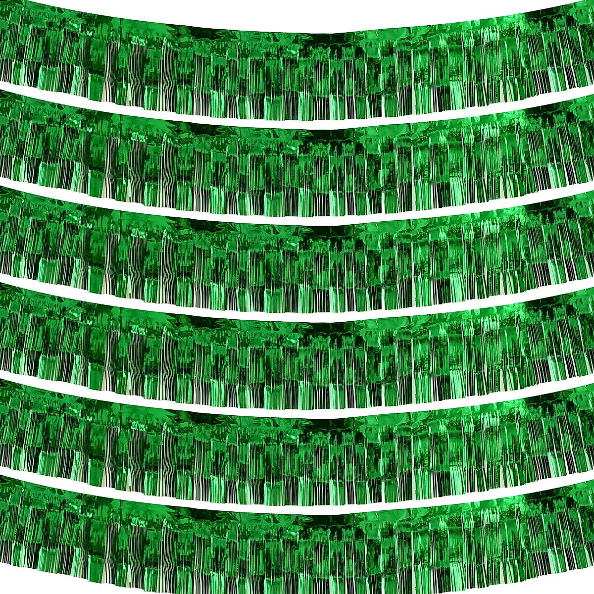 Blukey 10 Feet by 15 Inch Fuchsia Foil Fringe Garland - Pack of 6 | Shiny Metallic Tinsel Banner | Ideal for Parade Floats, Bridal Shower, Wedding, Birthday, Christmas | Wall Hanging Drapes