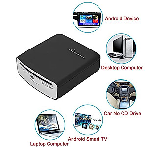 Portable Car CD Player | External USB Vehicle CD Player for Car Android Navigation Plug and Play (for Android 4.4 and Above System Only)