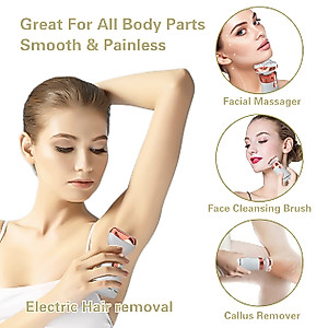 Electric Shaver for Women, Hair Removal Kit for Women Facial, Bikini Area, Underarms,Legs,4-in-1 Painless Shaving Kit, Cordless Rechargeable, Wet&Dry Facial Cleansing Brush, Massage, Callus Remove