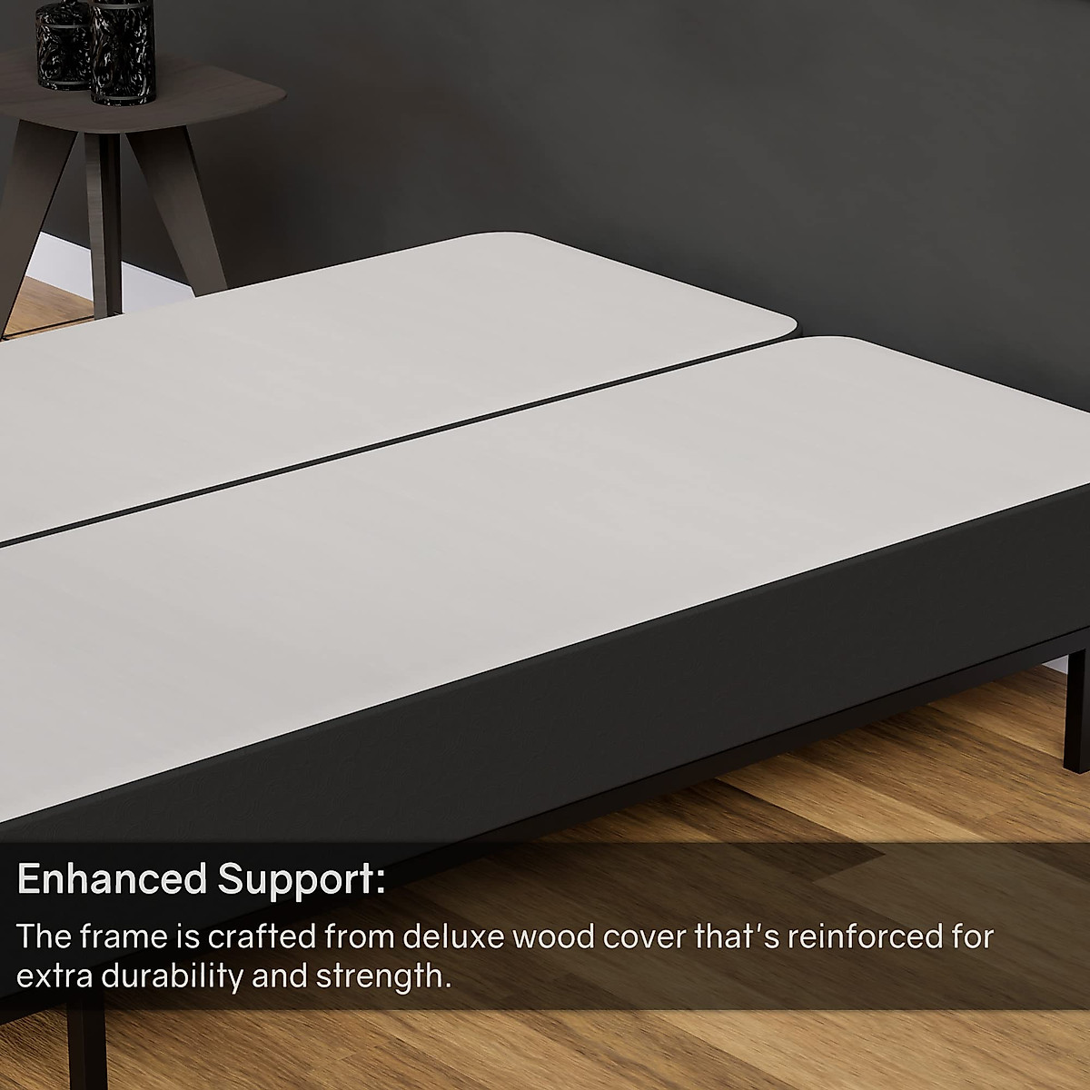 Treaton Wood Split High Profile Traditional 8-inch Fully Assembled Foundation Set-Strong Structure – Luxurious Durable Bedding King Mattress Box Springs – Black