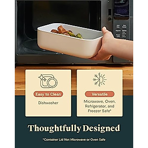 Caraway Glass Food Storage - 6.6 Cup Glass Container - Ceramic Coated Food Container - Non Toxic, Non Stick Lunch Box Container with Glass Lids. Dishwasher, Oven, & Microwave Safe - Navy