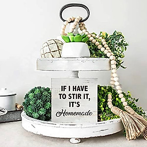 If I Have to Stir It, It's Homemade Kitchen Quote Wood Box Sign Rusitc Wooden Box Sign Farmhouse Home Kitchen Desk Shelf Decor (5 X 5 Inch)