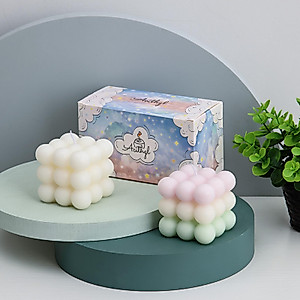 ACITHGL Bubble Candle - Room Decor Soy Candles, Aesthetic Scented Candle, Gift Idea (White+Tri-Color Pink)