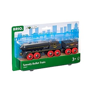 BRIO World - 33697 Speedy Bullet Train - Engaging 2-Piece Wooden Toy Train Set | Ideal for Kids Age 3+ | Enhances Motor Skills | Compatible Railway Toys | FSC Certified Materials