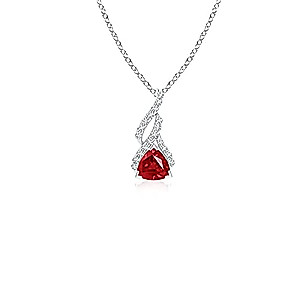 Angara Natural Ruby Solitaire Pendant Necklace for Women in 14K White Gold 18 Inch Chain (Grade-AAA|Size-4mm) | July Birthstone | Jewelry Gift for Women | Wedding | Engagement | Anniversary