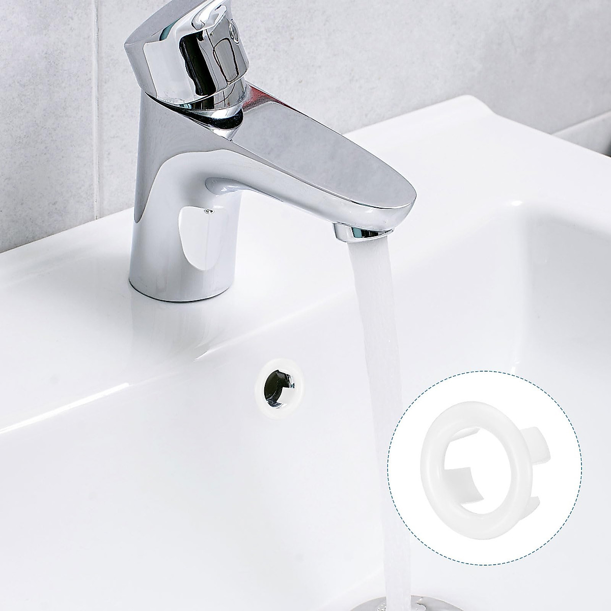 uxcell 30pcs Sink Overflow Rings, Bathroom Kitchen Basin Trim Bath Sink Hole Round Hollow Plastic Overflow Drain Cover Insert in Hole (White)