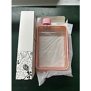 MoChic Flat Water Bottle Travel Flask Portable Travel Mug BPA Free A5 Water Bottle for Sports Camping Gym Fitness Outdoor 13oz Fit in Any Bag (Pink)…