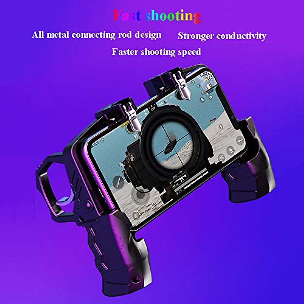 Mobile Trigger Controller Joystick, Metal Control Bar Game Controller,Upgrade Version Gaming Keys Buttons for Phone Game (Black)