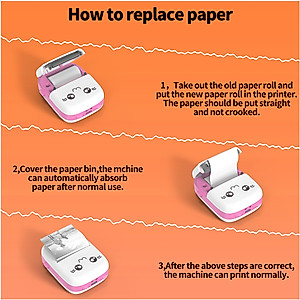 LabelMore (13 Rolls Thermal Paper) Inkless Sticker Printer, Mini Pocket Printer, Mini Thermal Pocket Printer, iOS Android APP (Pink)