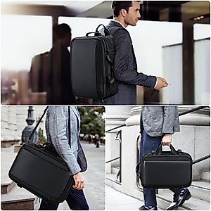 HOMIEE Travel Backpack for Men, 3 in 1 Laptop Backpack Briefcase Messenger Bag Fits 15.6 Inch Computer, 30L Expandable Water Resistant Backpack with 2 Packing Cubes, Black