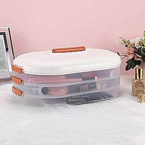 JUXYES 3-Tiers Stack Carry Storage Box with Lid, Plastic Multipurpose Portable Storage Container Box Handled Organizer Storage Box for Organizing Puzzle, Stationery, Sewing, Art Craft Supplies