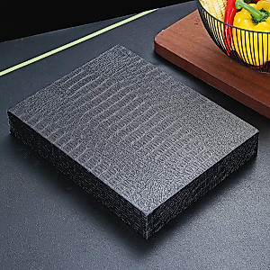 Berglander Drawer Organizers, Black Leather Wood Kitchen Silverware Tray for Drawer, Utensil Tray Drawer Organizer, Kitchen Silverware Organizer, Cutlery Flatware Organizer with Drawers