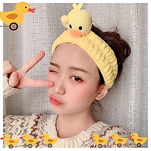 Cualque Funny Duck Headband, Cute Animal Frog Cat Duck Star Flower Dinosaur Spa Face Wash Headband Cute Makeup Headband Face Washing Hair Bands Shower Yoga Head Wraps (Duck)