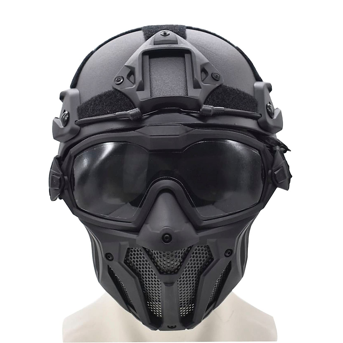 JFFCESTORE Skull Full Mask and Tactical MICH 2000 Style ACH Helmet Combined for Airsoft Paintball CS Game (Mich +Mask)