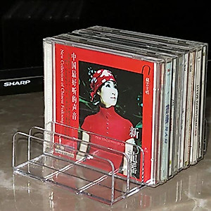 Clear Acrylic CD DVD Holder CD Storage Box CD Display Rack CD Stand - Holds up to 14 Standard CD Cases for Media Shelf Storage and Organization