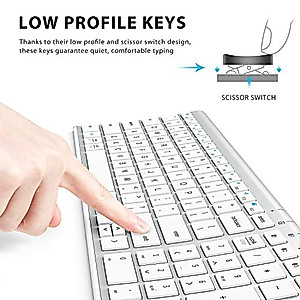 iClever BK10 Bluetooth Keyboard, Wireless Bluetooth Keyboard, Rechargeable Bluetooth 5.1 Multi Device Keyboard with Number Pad Full Size Stable Connection for Mac, Windows, iOS, Android, Laptop
