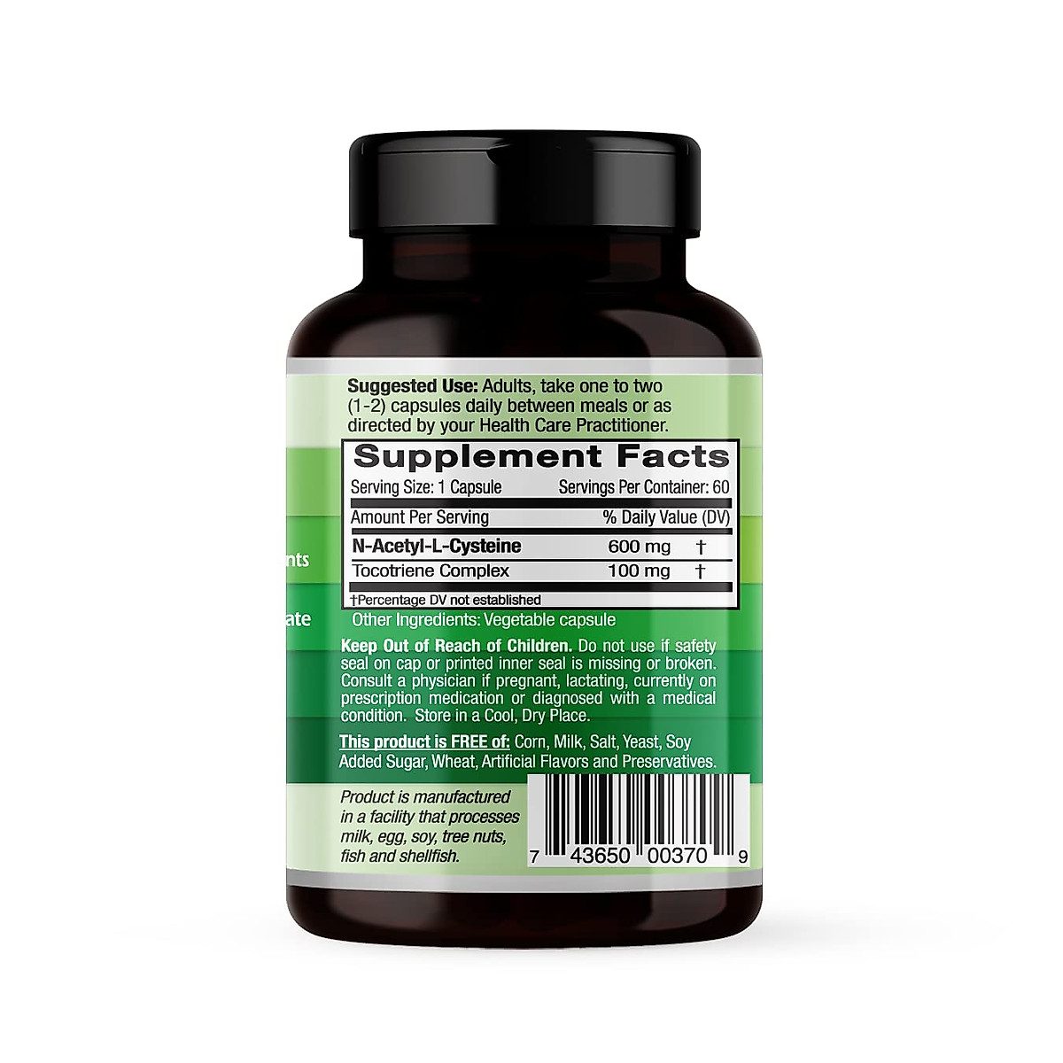 EMERALD LABS NAC 600mg - N-Acetyl-L-Cysteine - Vegan Amino Acid Supplement That Supports Detoxification - 60 Vegetable Capsules (60-Day Supply)