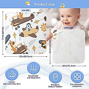 Pigsaly Cute Giraffe Koala Hooded Baby Towel Airplane Animals Baby Bath Towel Unisex Soft Organic Cotton Washcloths Toddlers Shower Gifts for Boys Girls Newborn 30 x 30 in